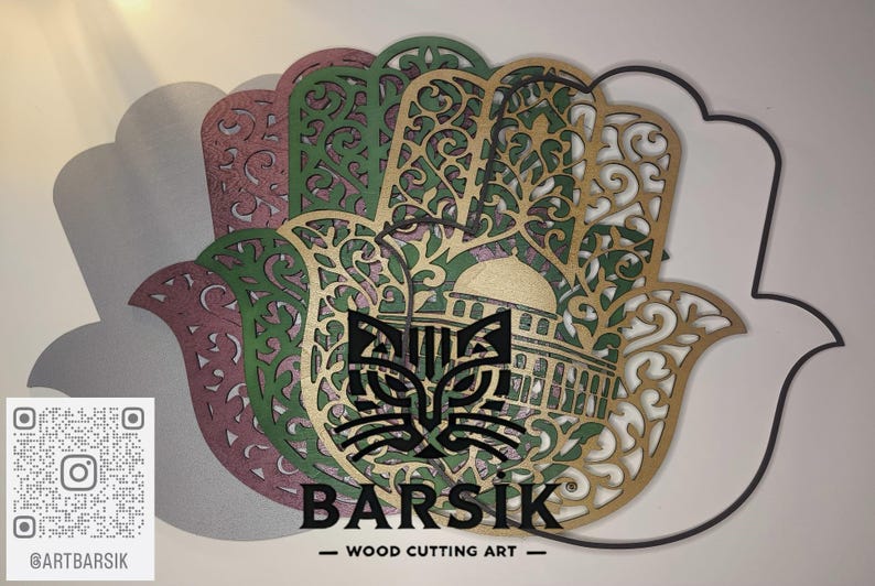 Laser Cut Hamsa Mandala SVG Al Aqsa PNG Multilayer Art Design DXF ...