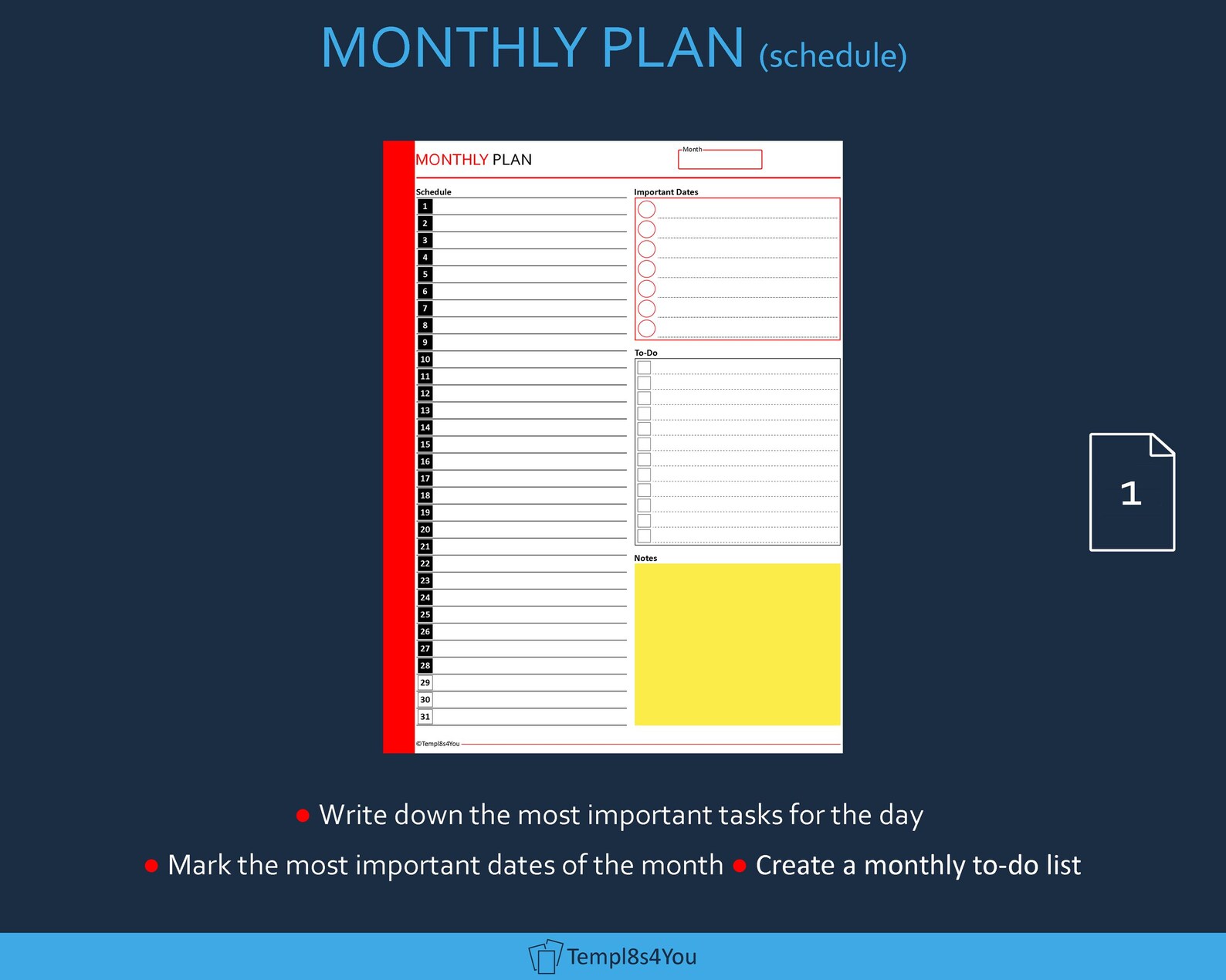 Monthly Plan With Schedule Template for Remarkable Paper Pro Tablet - Etsy