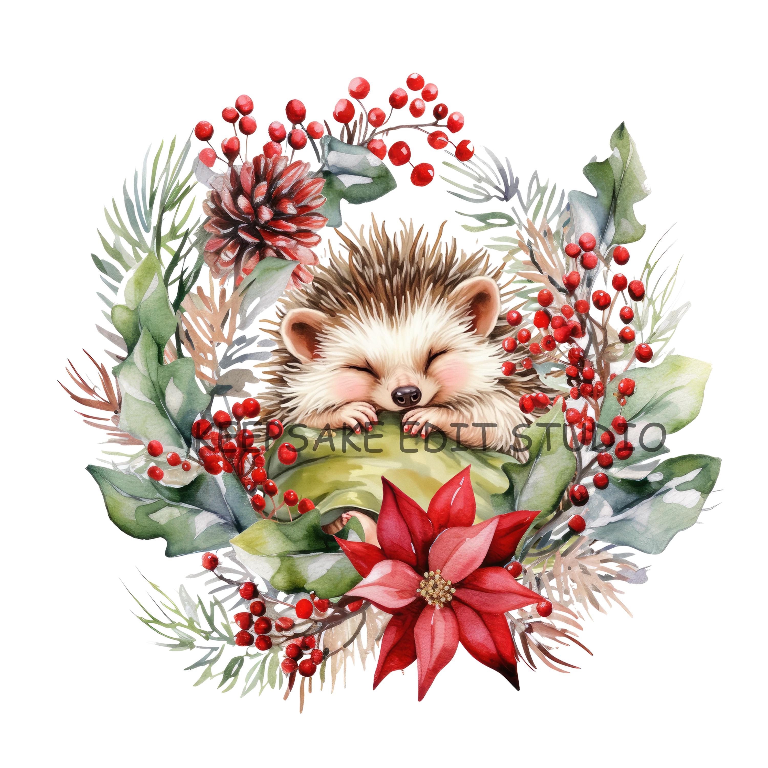 Watercolor Animal Wreath Clipart Set – Fox, Hedgehog, Otter, Kitten ...