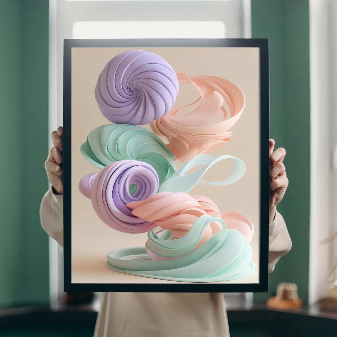 Dreamy Pastel Spiral Wall Art Hypnotic Soft Zen Swirl Print Calming ...