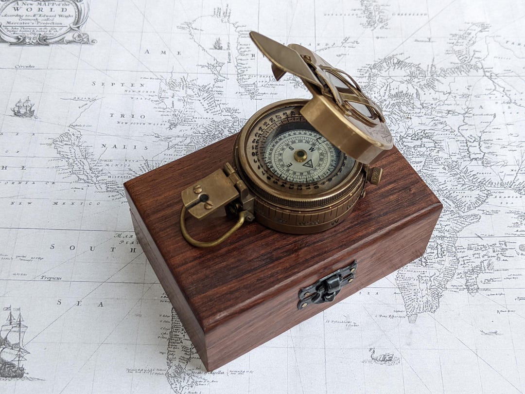Antique Brass Military Compass | Vintage Sighting Lens Compass for ...
