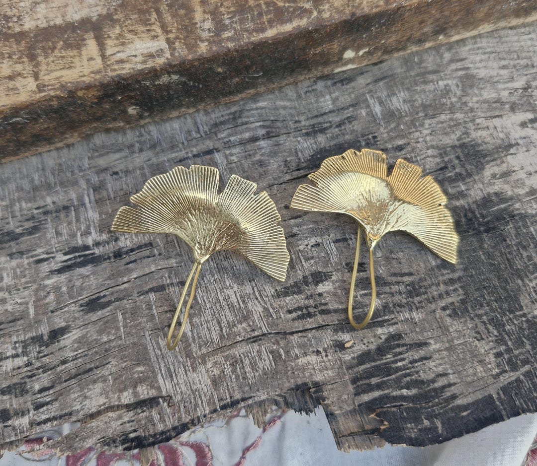 Ginkgo Leaf Drop Earrings, Gold Statement Fall Jewelry, Autumn Wedding ...