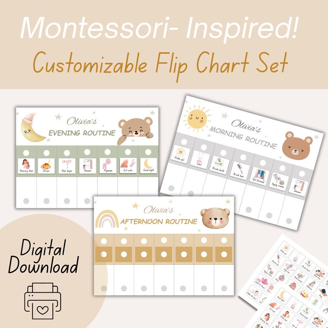 Editable Kids Routine Chart, Morning Evening & Afternoon Chart, Toddler ...
