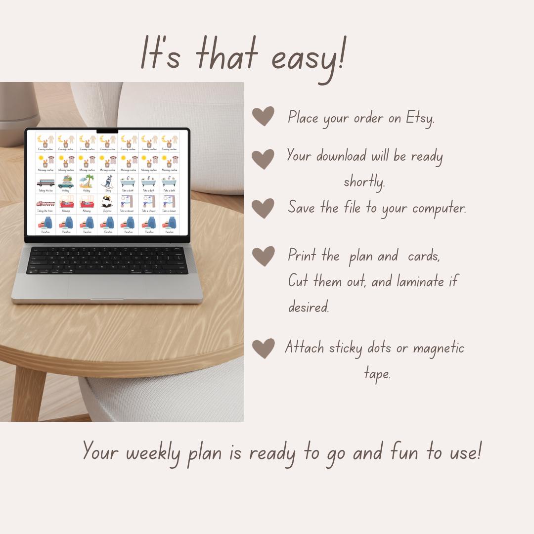 Printable Weekly Plan for Kids, Boho Visual Schedule Monday to Sunday ...