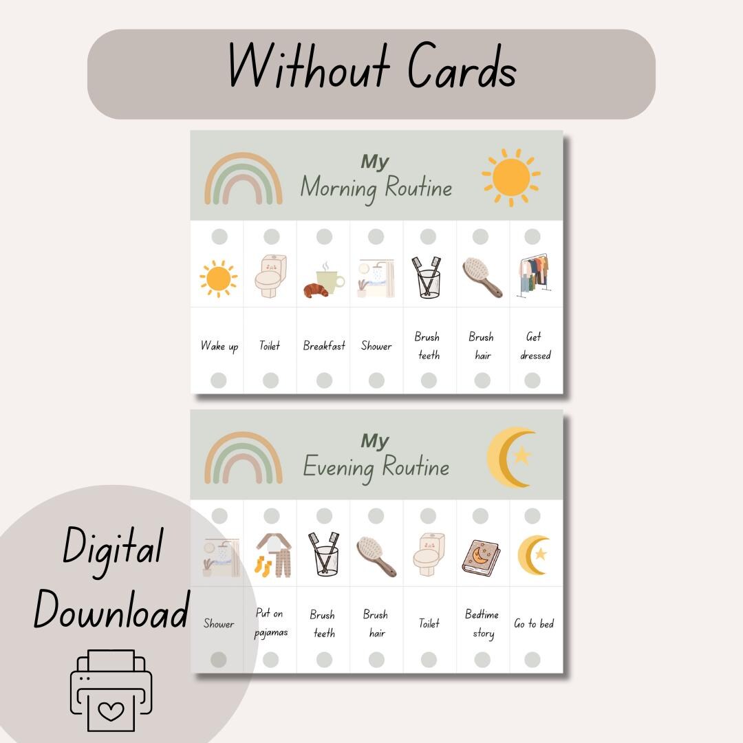 Editable Kids Flip Routine Chart, Morning & Evening Visual Schedule ...