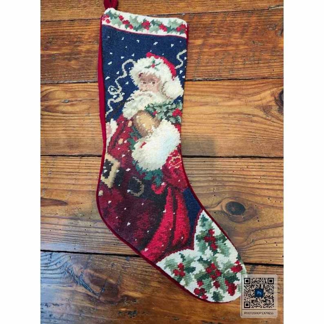 Vintage Santa Needlepoint Christmas Stocking - Etsy