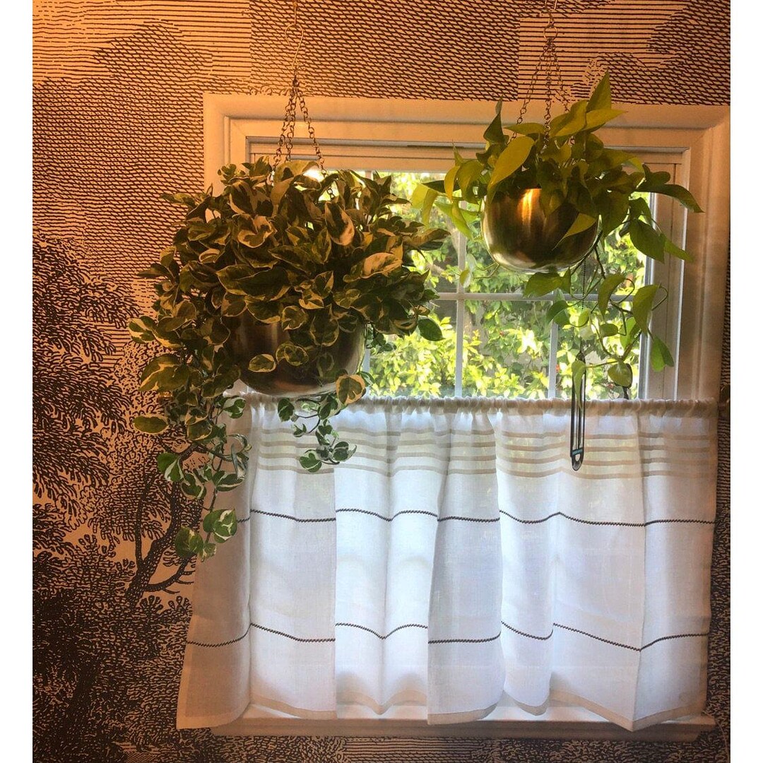 Cream Linen Cafe Curtain: Cottagecore Kitchen Window Shade - Etsy