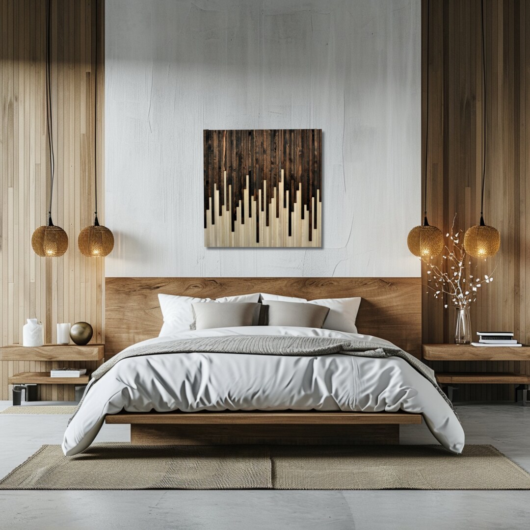 Wood Wall Art for Above the Bed Wood Slat Wall Panel for Bedroom Decor ...