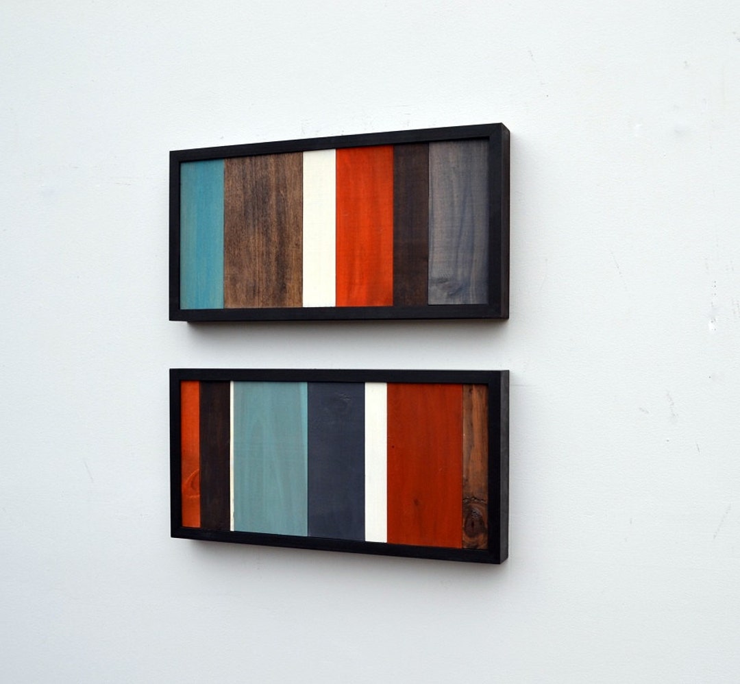 Wood Sculpture Art - Color Block Collection - 12x24 Set - Etsy