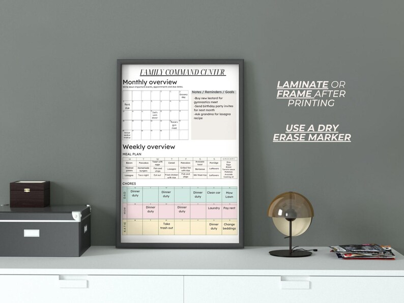 Editable Family Command Center, Printable Home Management, Weekly ...
