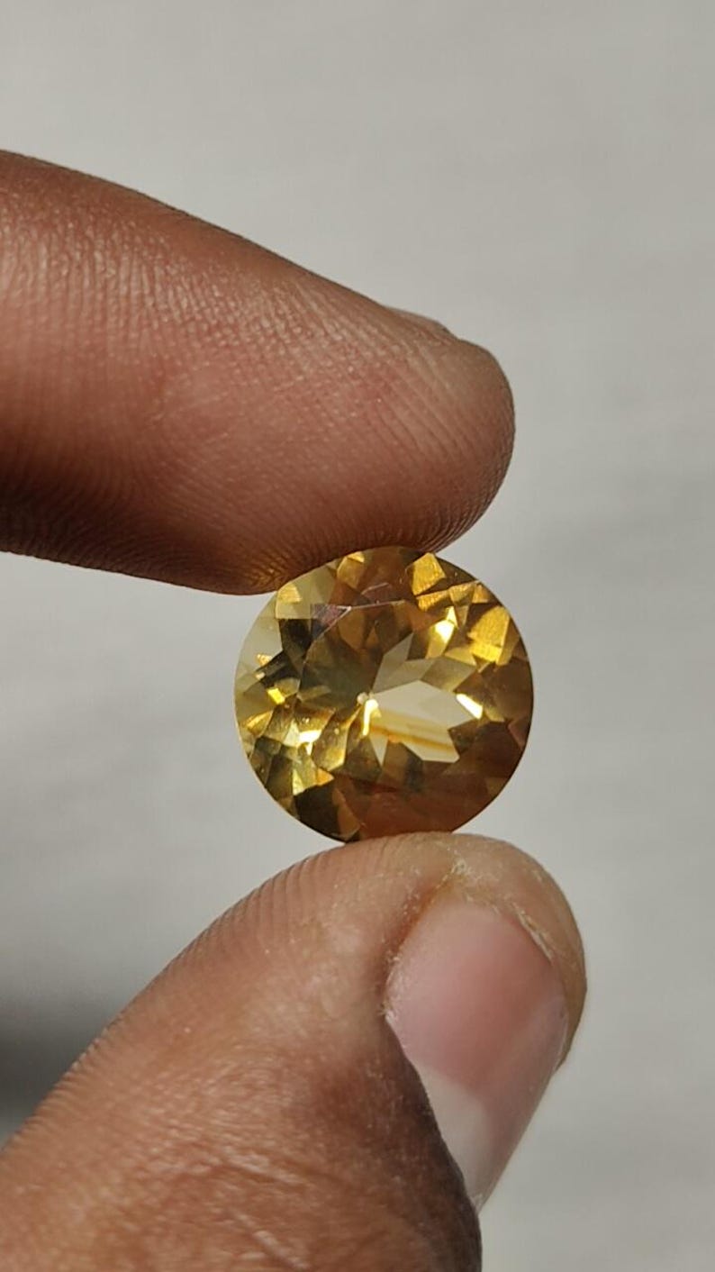 Round Shape Citrine Loose Stone, Natural Faceted Yellow Crystal 12 Mm ...