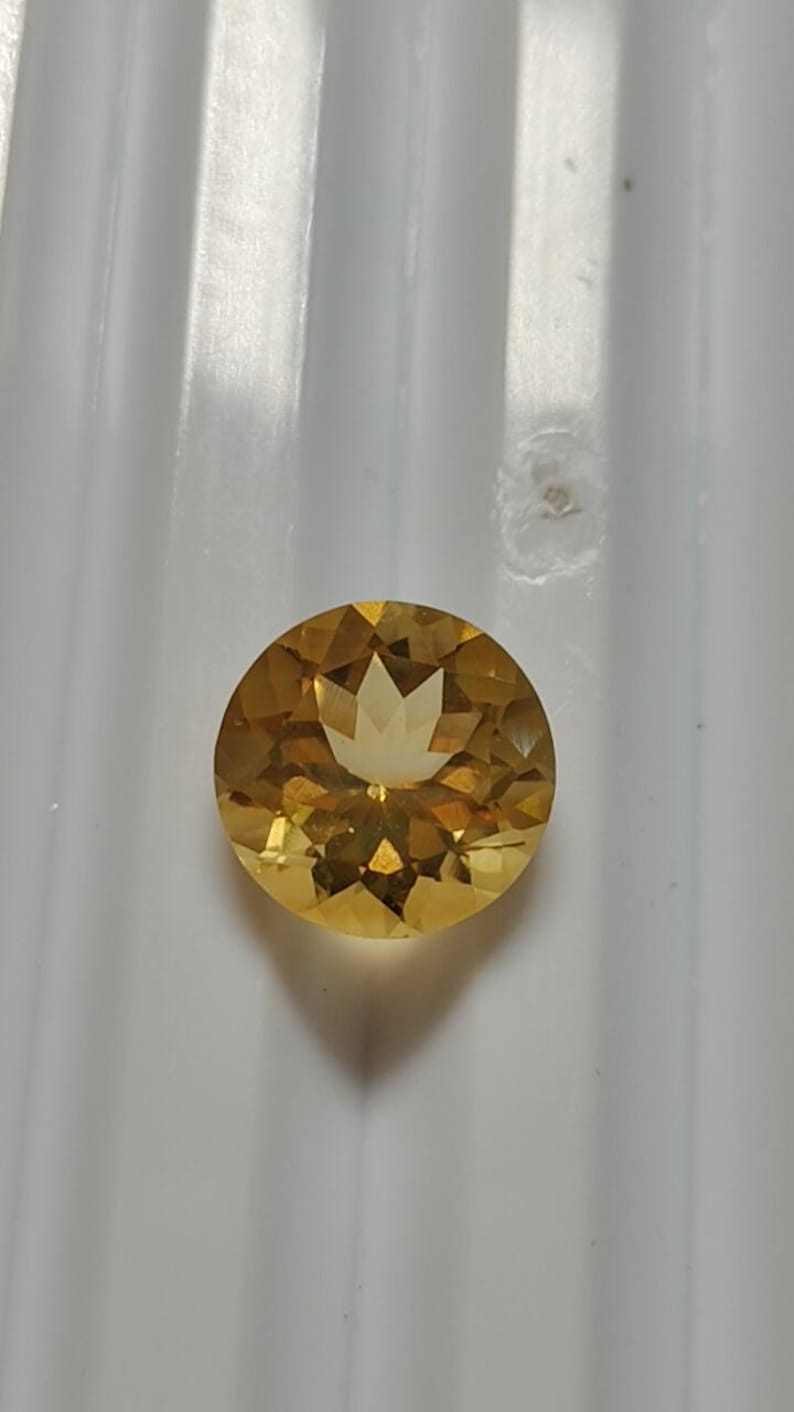 Round Shape Citrine Loose Stone, Natural Faceted Yellow Crystal 12 Mm ...