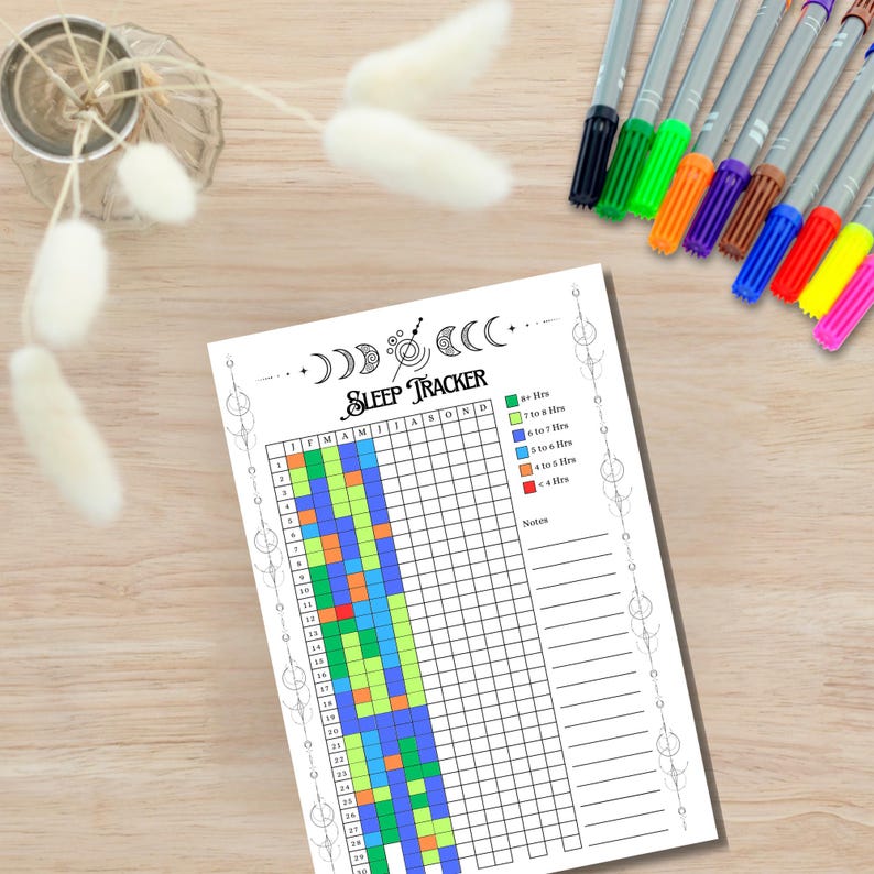Printable Sleep Tracker | A5 Yearly Pixel Sleep Hours Planner Insert ...