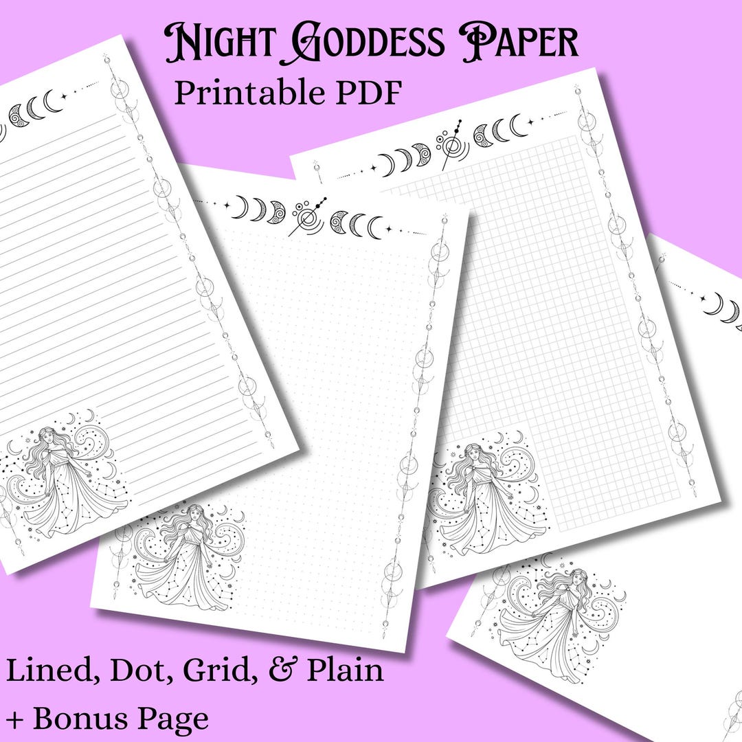 Printable Nyx Night Goddess Paper | Note Writing Stationary Pack With ...