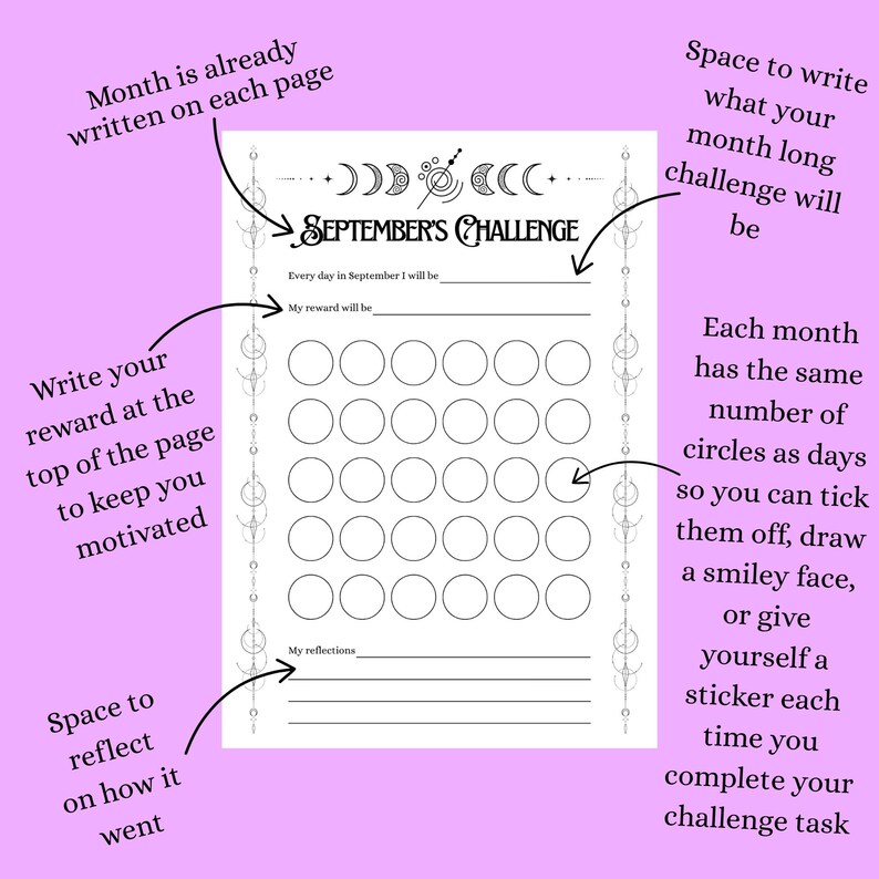Printable Monthly Challenge Tracker | A5 Planner and Diary Pages for ...