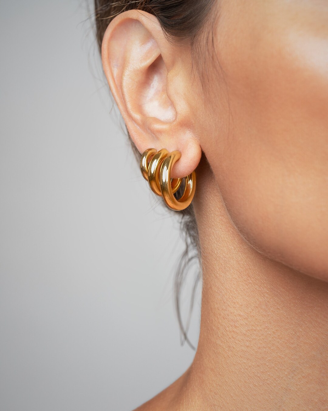 Cute Gold Chunky Hoop Earrings - Effortless Daily Use Jewelry -STD110 ...