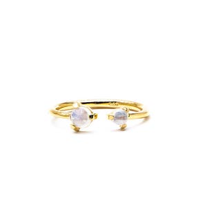 Double Moonstone Ring: Sterling Silver Open Cuff Ring - Etsy