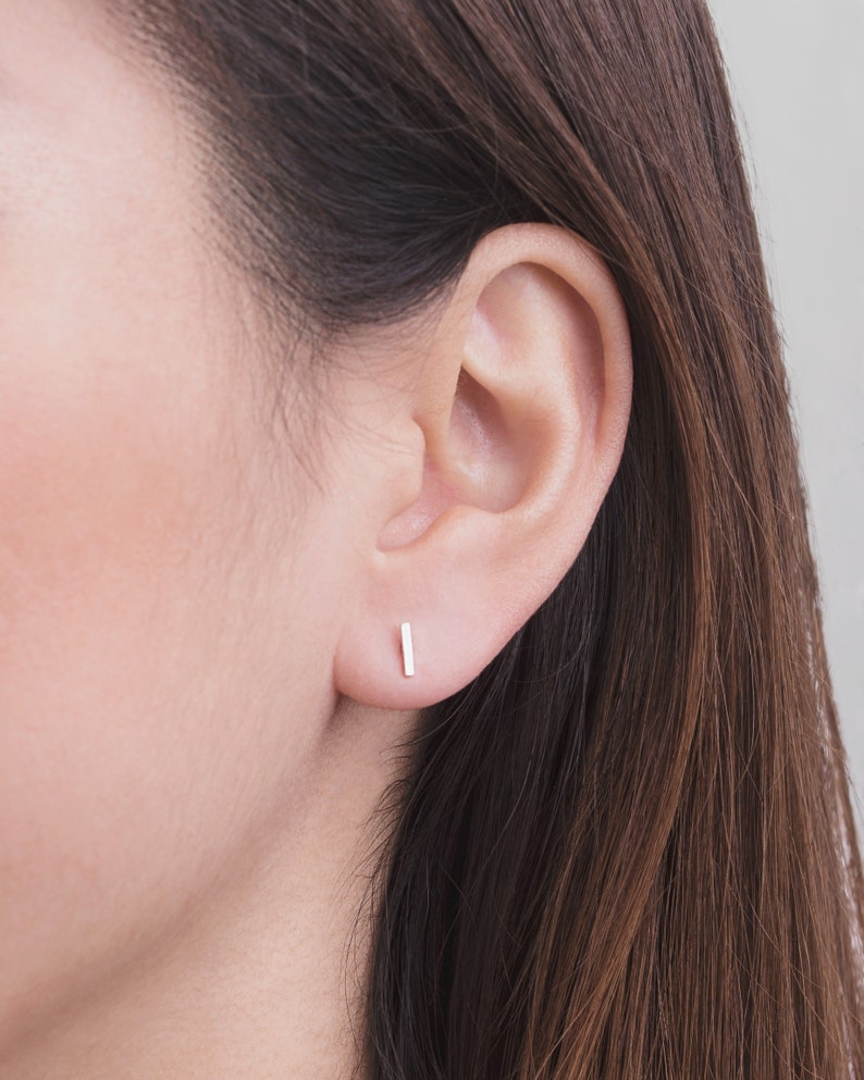 Mini Boucles d'Oreille de Barre Argent Sterling Clous | Etsy