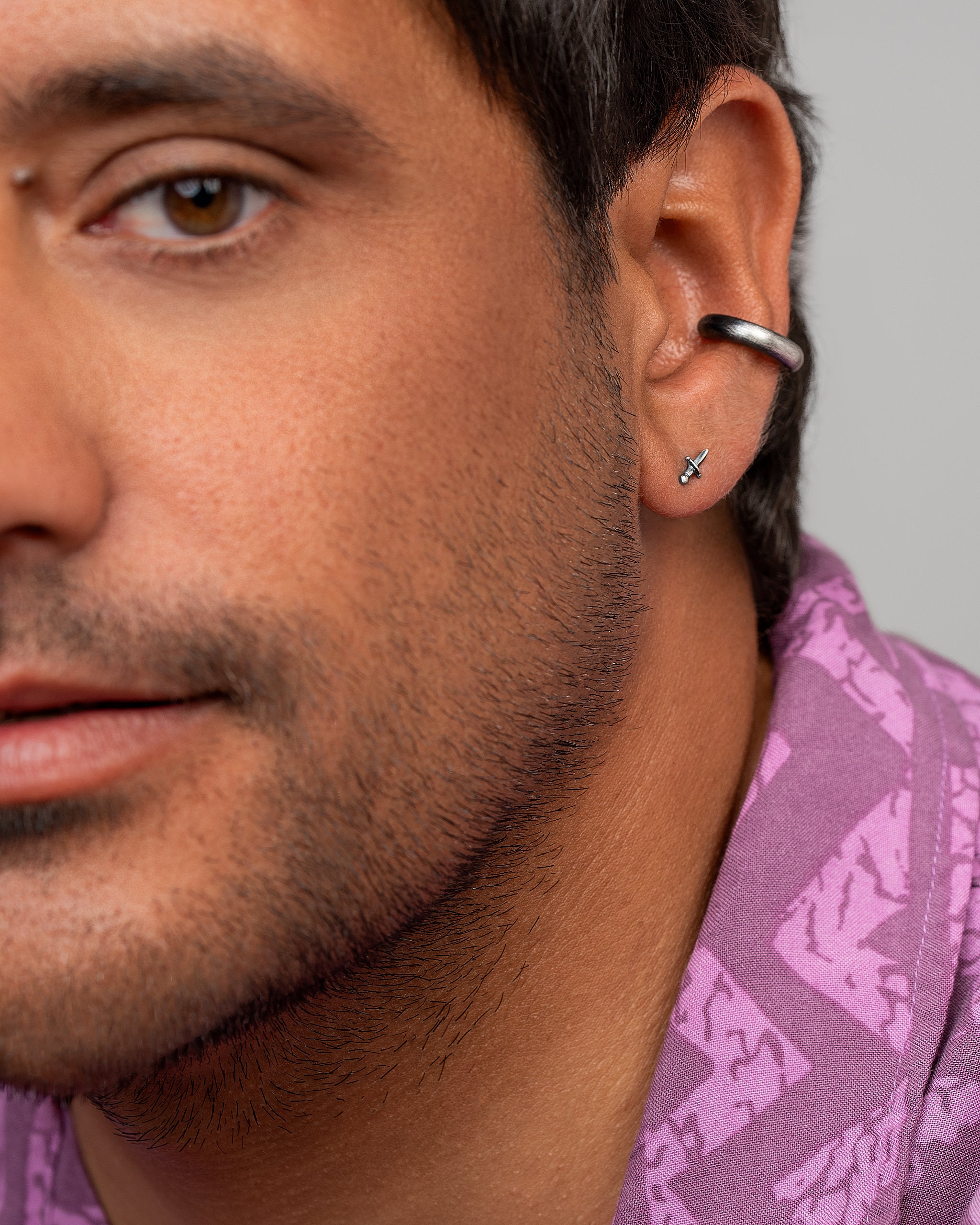 Oxidized Sterling Silver Cuff Earring for Men - Piercing-free Cartilage ...
