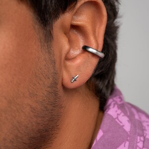 Oxidized Sterling Silver Cuff Earring for Men - Piercing-free Cartilage ...