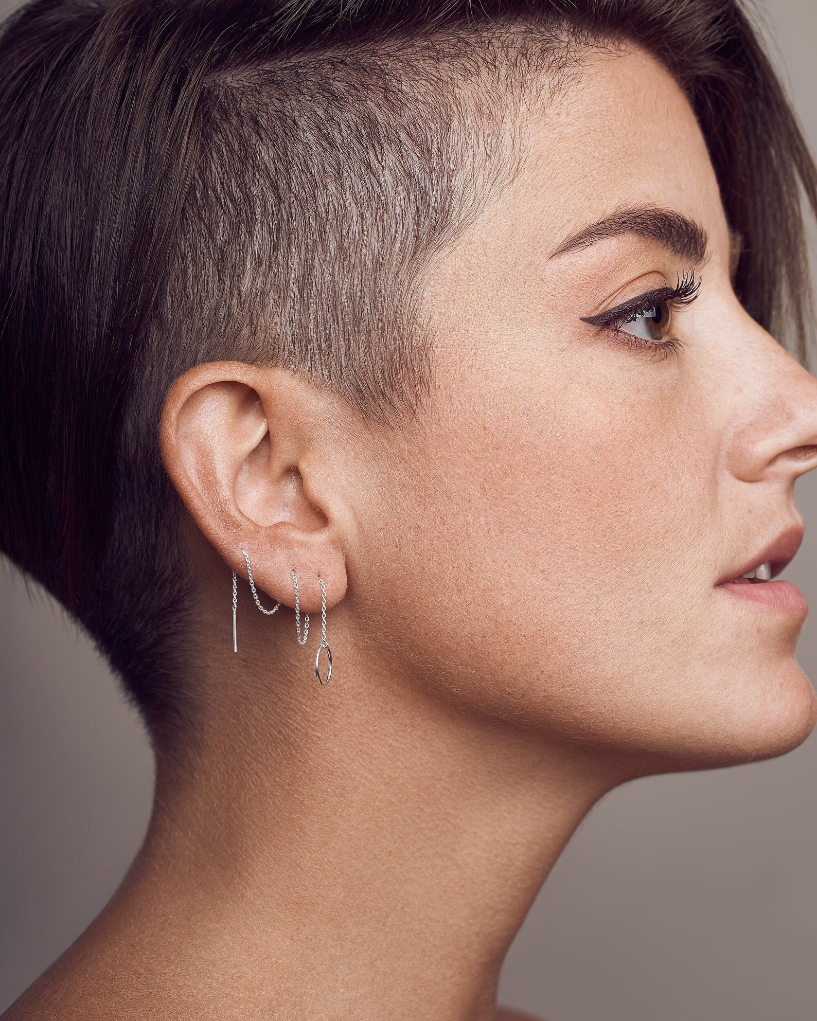 Gold Plated Sterling Silver Double Piercing Threader Earrings: Edgy ...