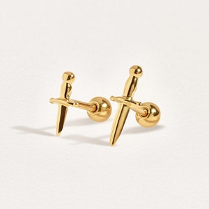 Sword Flat Back Earring – Helix Conch Dagger Stud – Sterling Silver ...