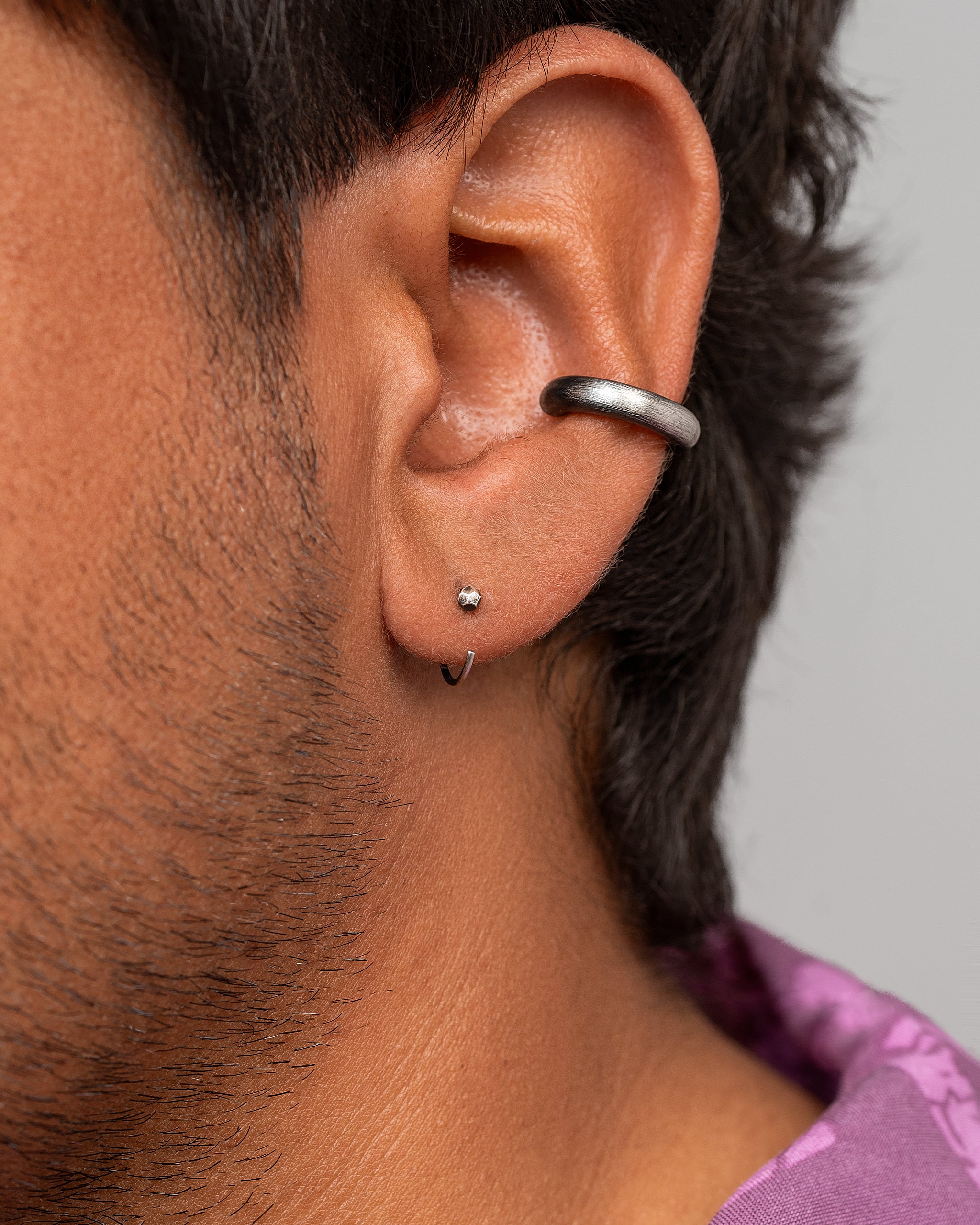 Oxidized Sterling Silver Cuff Earring for Men - Piercing-free Cartilage ...
