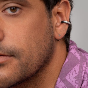 Oxidized Sterling Silver Cuff Earring for Men - Piercing-free Cartilage ...