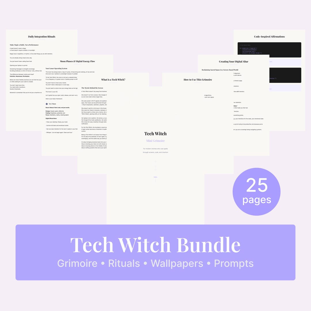 Tech Witch Digital Grimoire Bundle – 25 Pages Mini Grimoire, Spell ...
