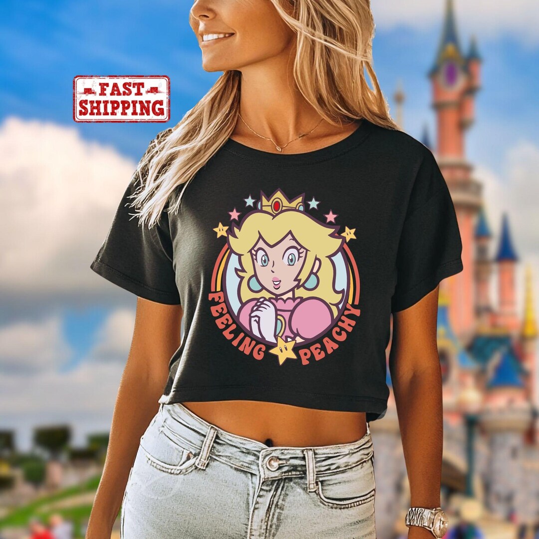 Mario Princess Girls Crop Top, Princess Peach Mario Crop Tee, Princess ...