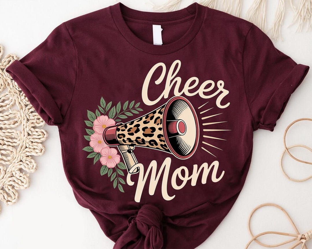 Cheer Mom Shirt, Leopard Print Cheer Mom Tee, Cheerleading Mom Apparel ...