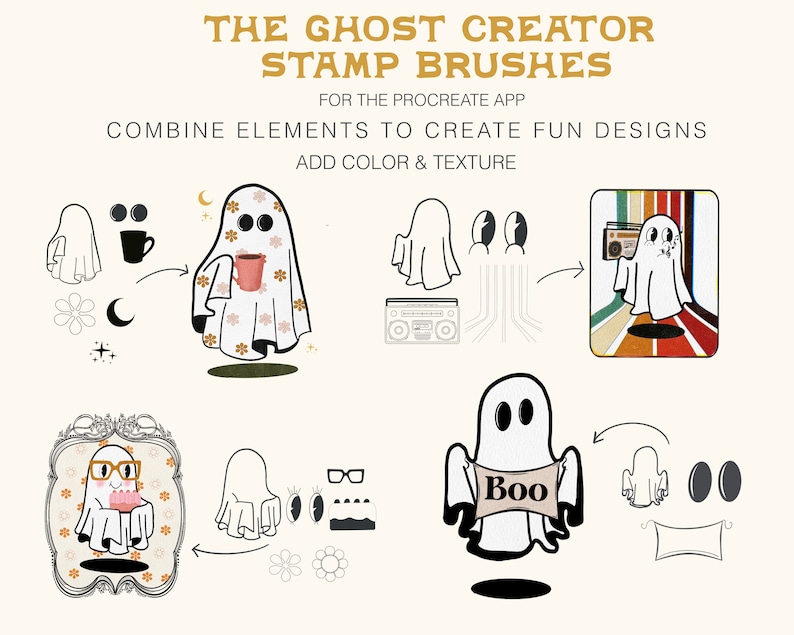 The Ghost Creator Stamp Brushes for the Procreate App by Mabel and Bea ...
