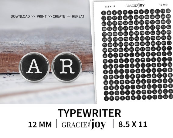 12 MM Typewriter Alphabet Number Earring Art Pendant Art | Etsy