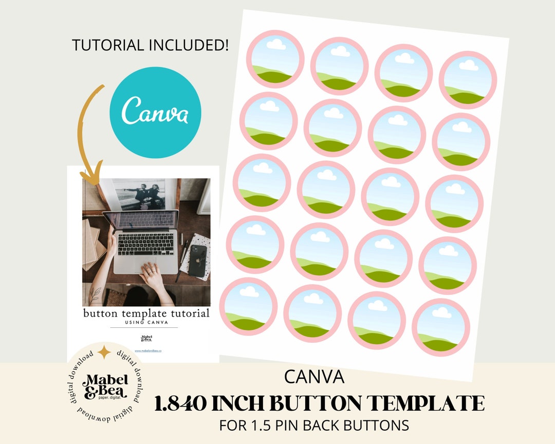 1.5 Inch Pin Back Button CANVA Template (digital Download) - Etsy