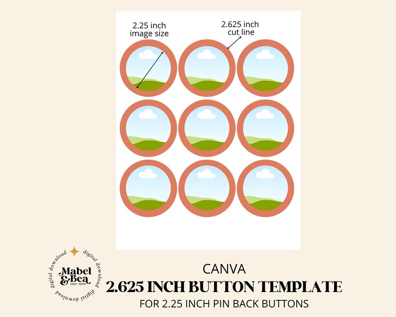 2.25 Inch Pin Back Button CANVA Template (digital Download) - Etsy