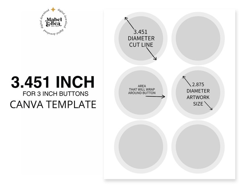 3 Inch Pin Back Button CANVA Template (digital Download) - Etsy