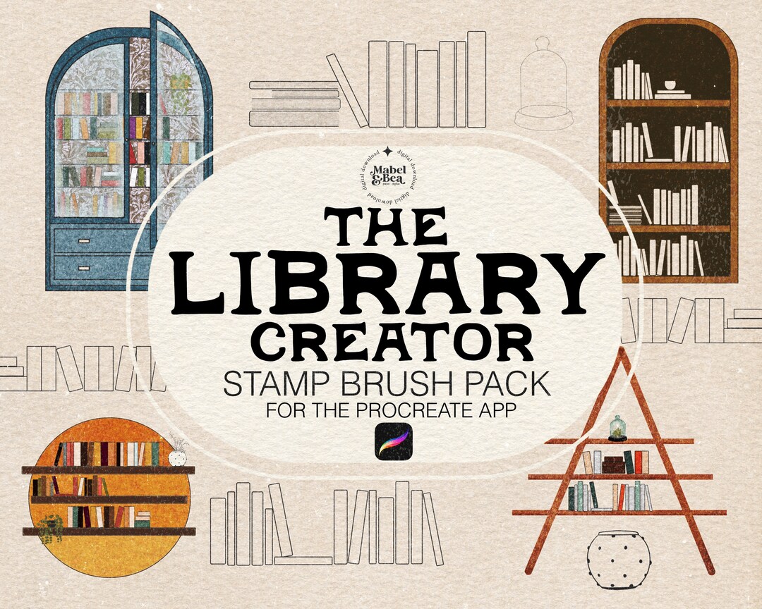 The Library Creator Stamp Brushes for the Procreate App by Mabel and ...