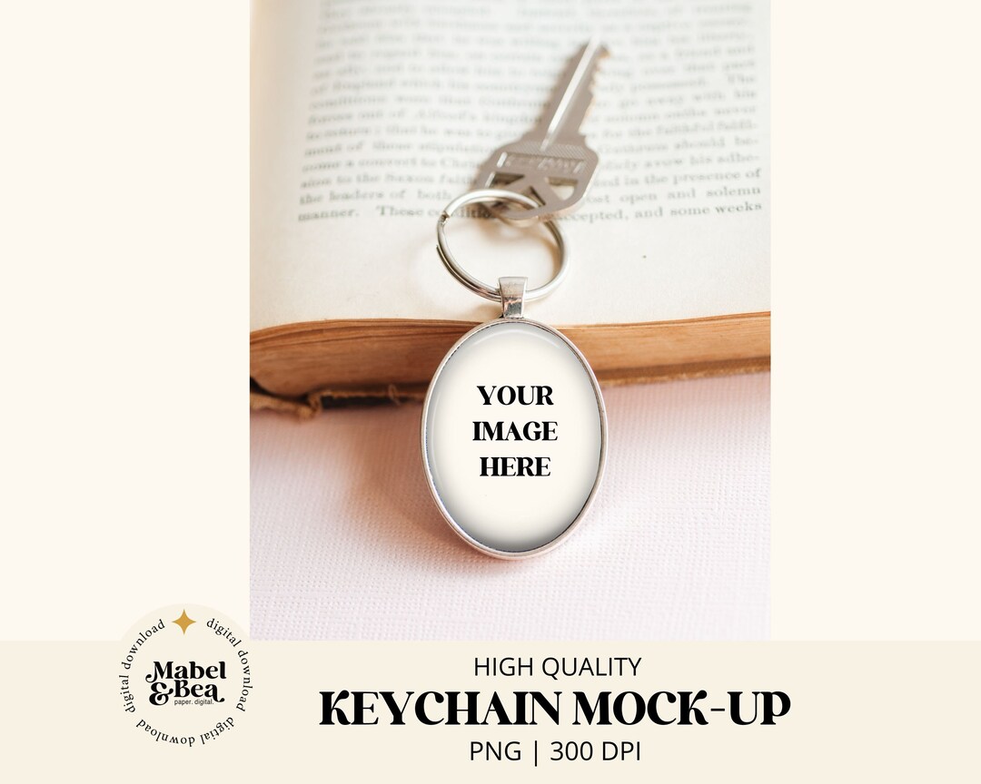 Silver Oval Keychain Mock-up by Mabel and Bea - Etsy