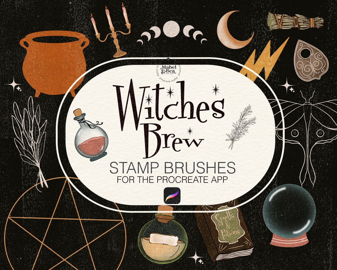Witches Brew Stamp Brushes for the Procreate App by Mabel and Bea - Etsy