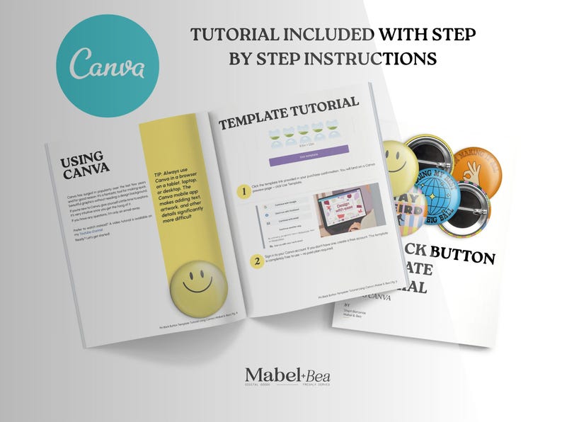 Pin Back Button Canva Template Bundle – 8 Sizes, Instant Download, Easy ...