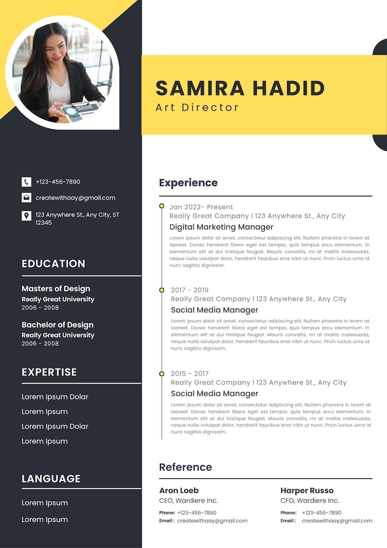Art Designer Resume Template: Creative CV, Portfolio (canva/word ...