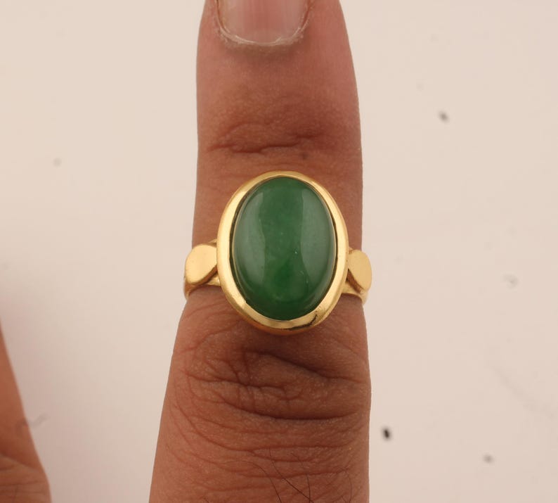 22k Gold Plated Jade Ring: Handmade Vintage Boho Statement Jewelry - Etsy
