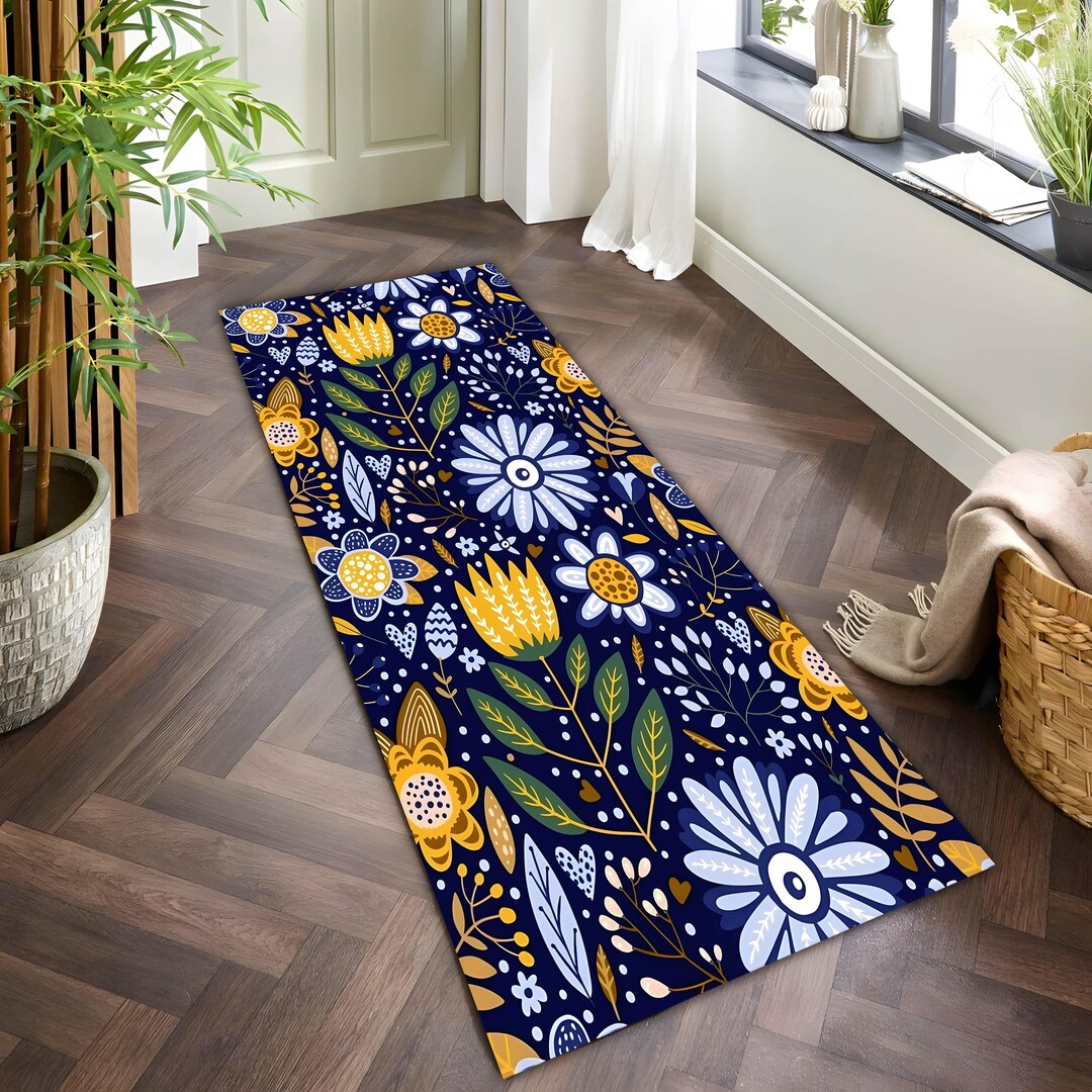Folk Art Floral Rug: Swedish Nordic Cottagecore Design - Etsy