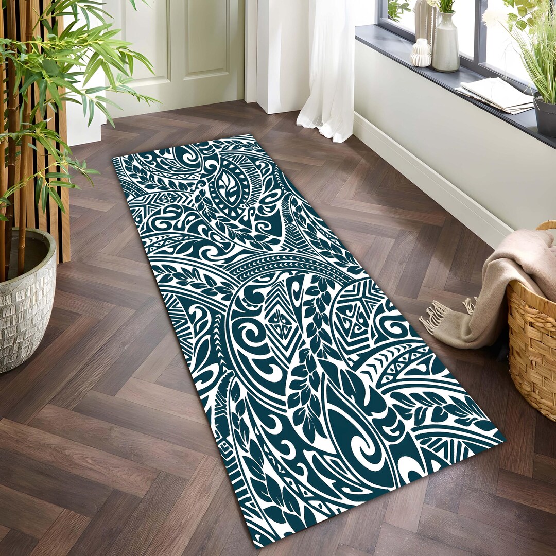 Maori Tribal Art Rug: Polynesian Design, Non-slip Runner - Etsy