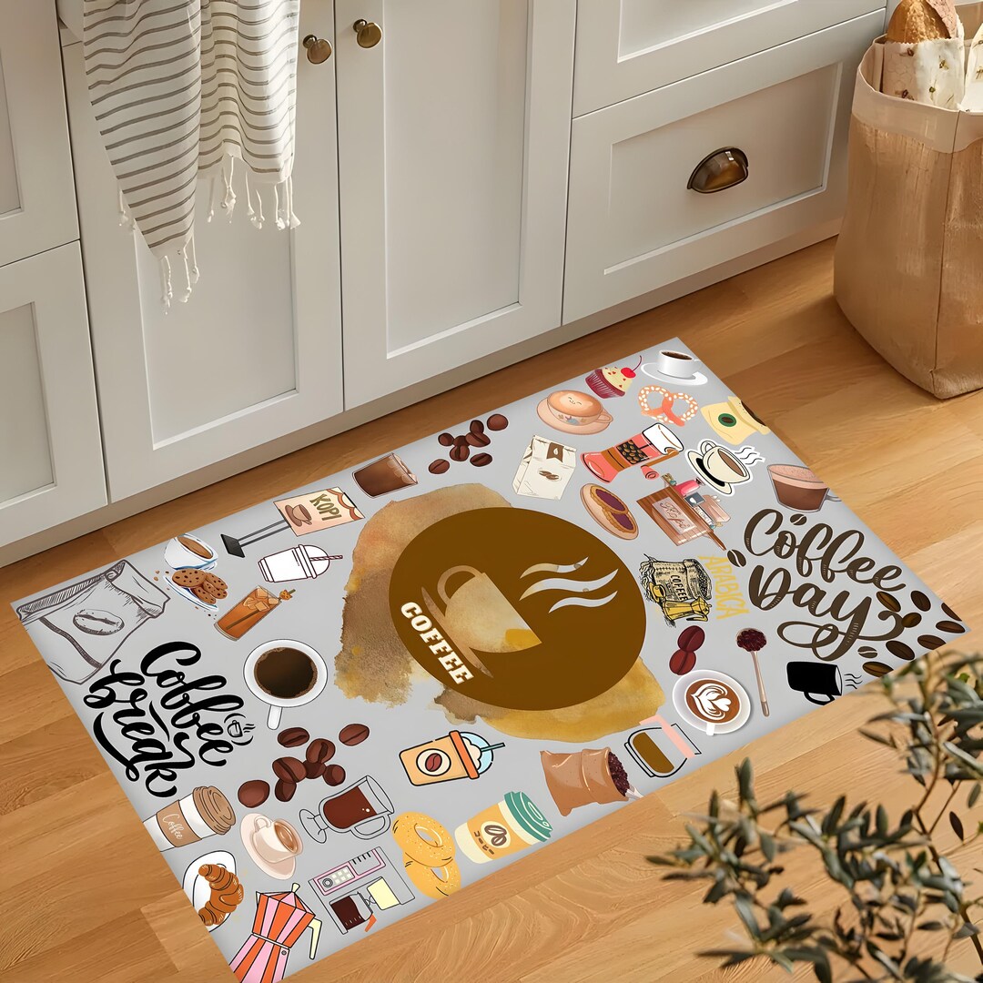 Coffee Lover Kitchen Rug: Rustic Cafe Decor, Cozy Brew Accent - Etsy