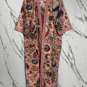 Floral Print Cotton Kimono Robe: Boho Lounge Wear - Etsy
