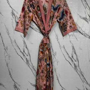 Floral Print Cotton Kimono Robe: Boho Lounge Wear - Etsy
