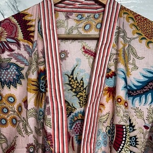 Floral Print Cotton Kimono Robe: Boho Lounge Wear - Etsy