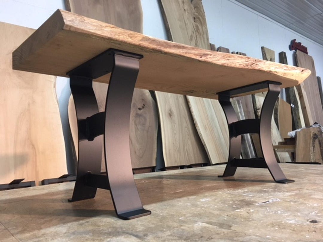 16 Inch Steel Bench Legs: Black Metal Bench Base Set - Etsy