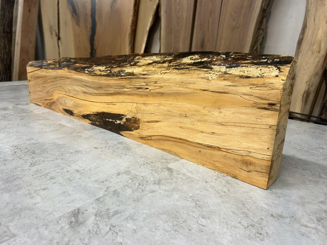 Rustic Live Edge Spalted Maple Mantle: Kiln Dried Wood Shelf - Etsy